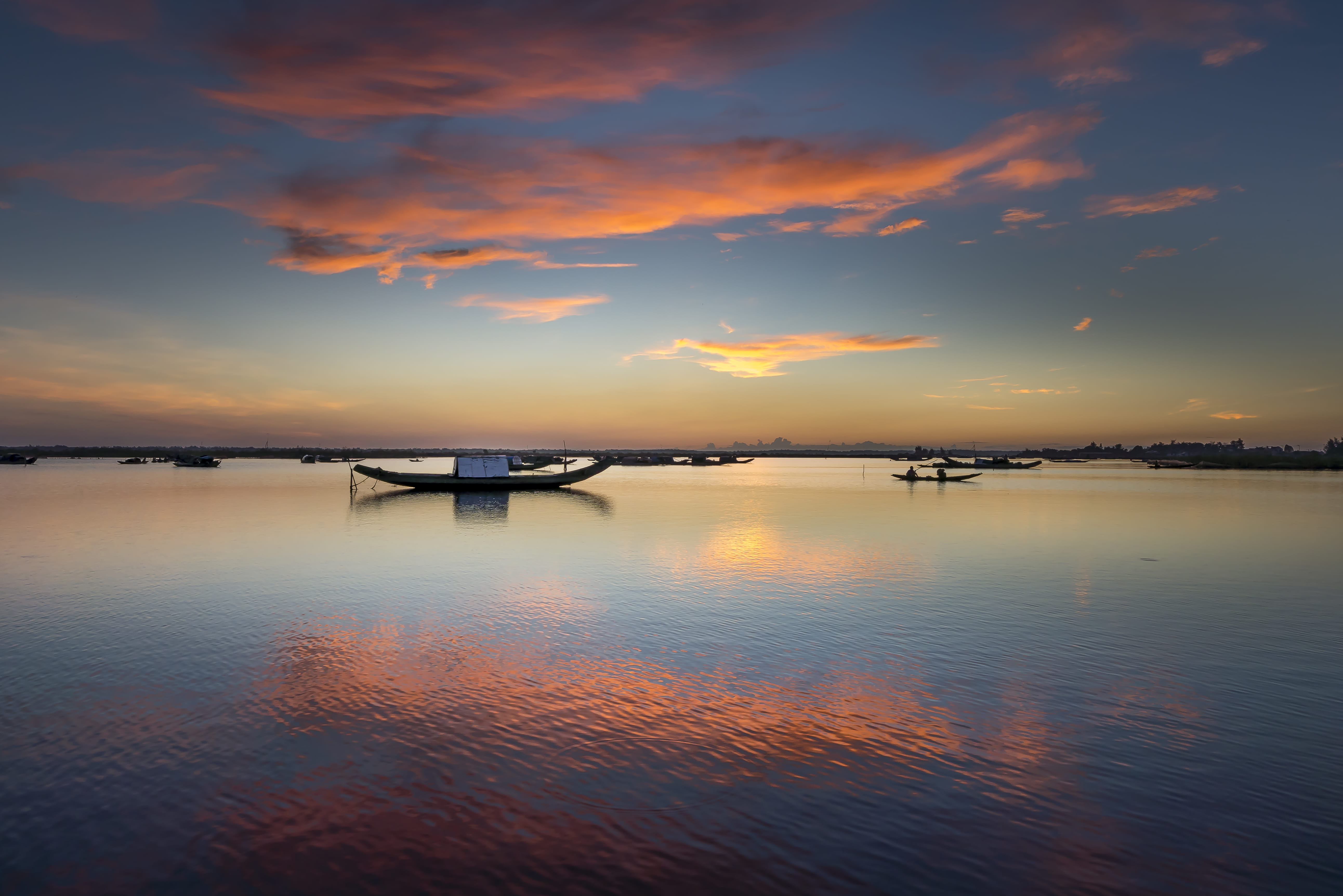 Clouds, Sea, Scenic, Orange, Summer, No People, Evening, Sun, 5K, Lake ...